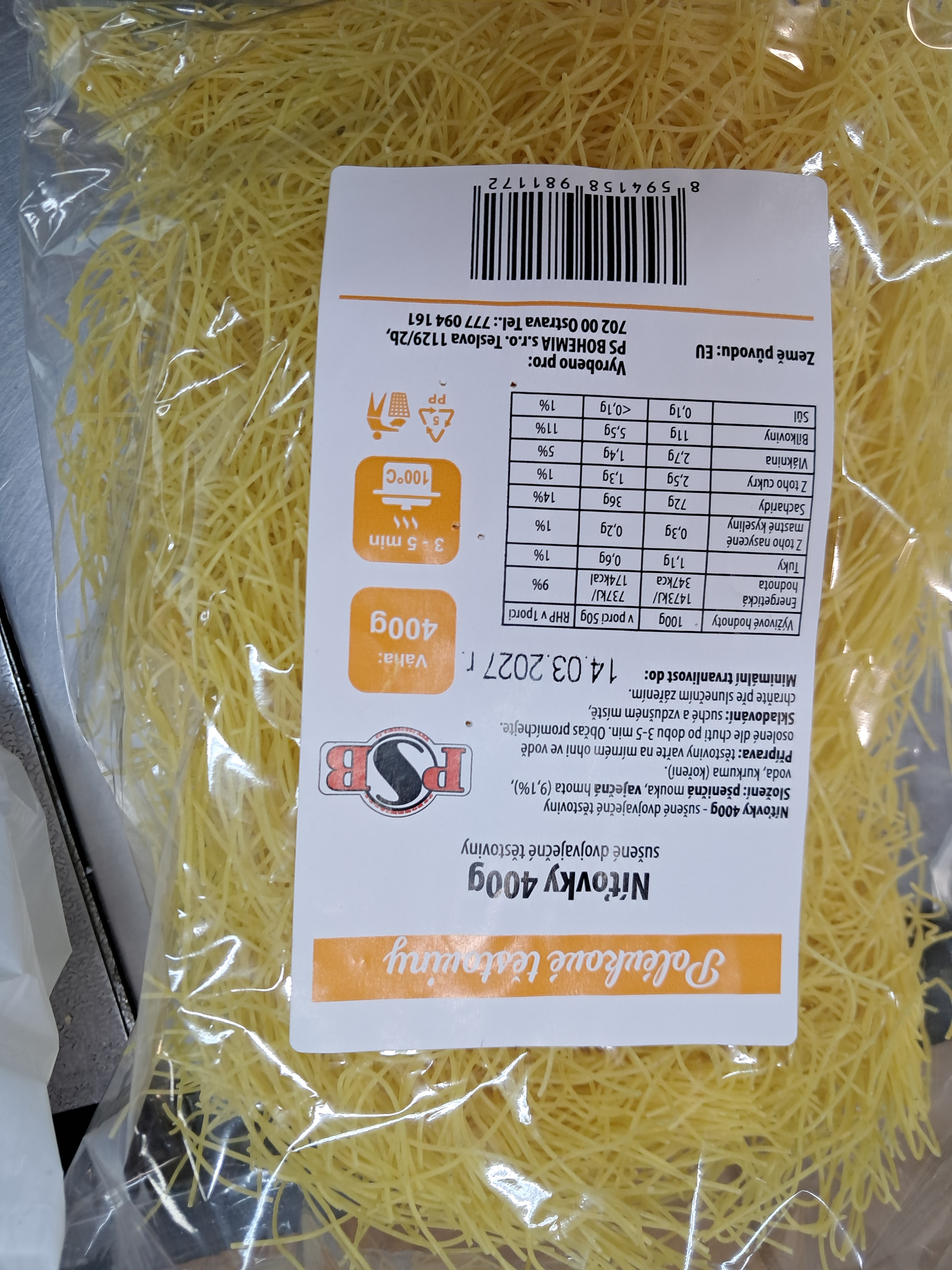 Těstoviny - PSB těstoviny Níťovky 400 g | Shop