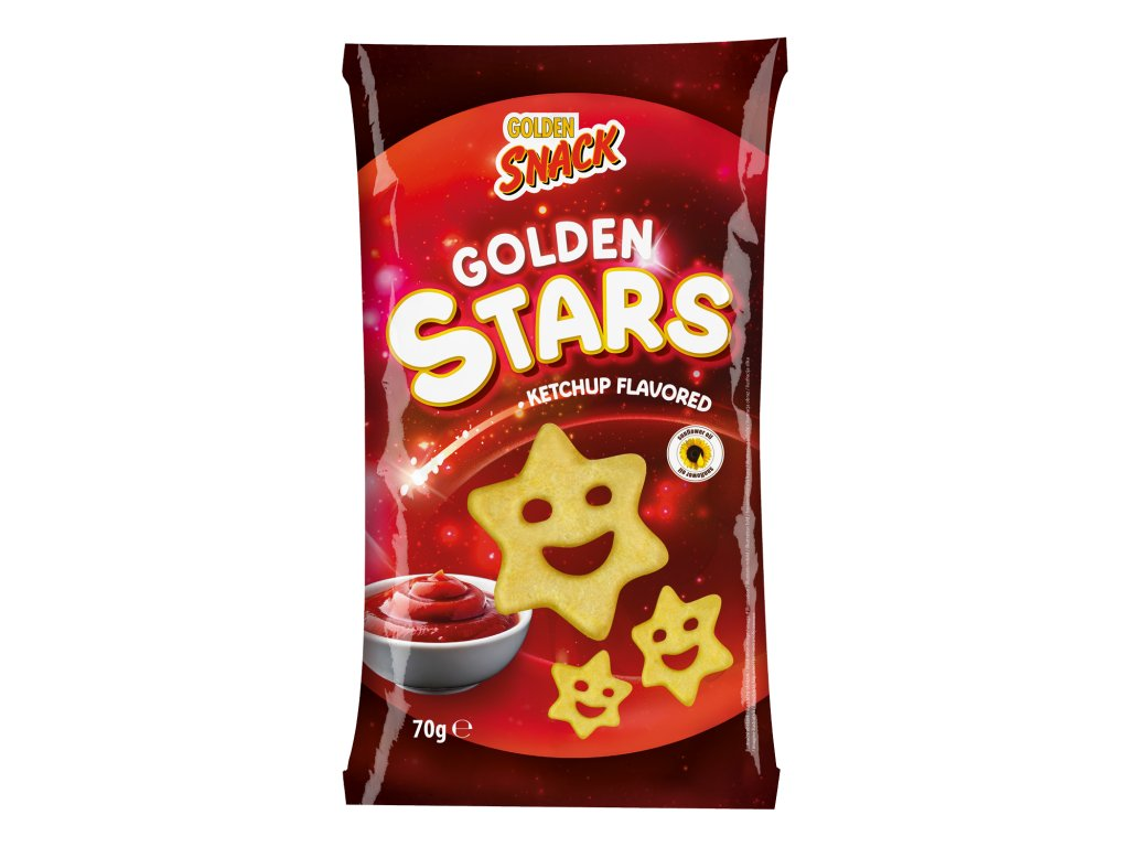 Snacky a krekry - Golden Snack – Golden Stars s příchutí kečupu 70g | Shop